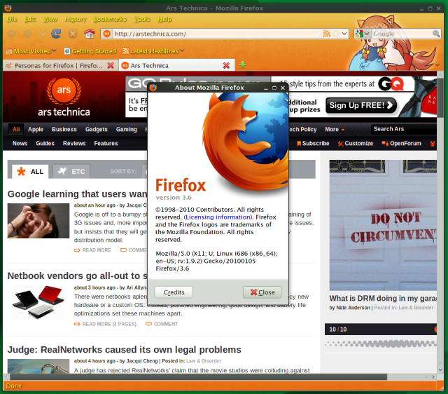 Firefox 3.6 almost ready, release candidate available - Ars Technica