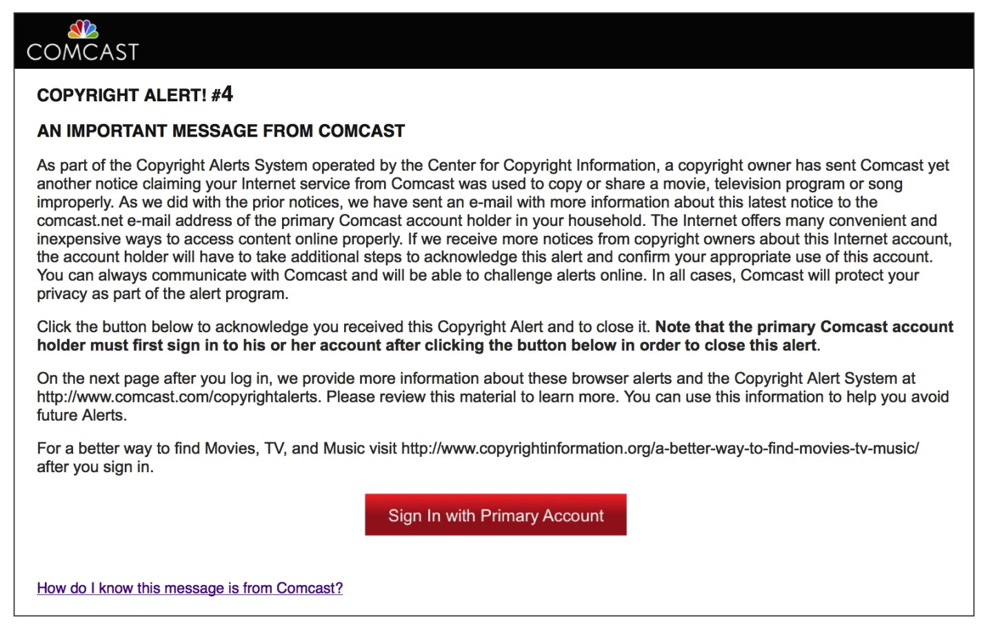 Here’s what an actual “six strikes” copyright alert looks like - Ars ...