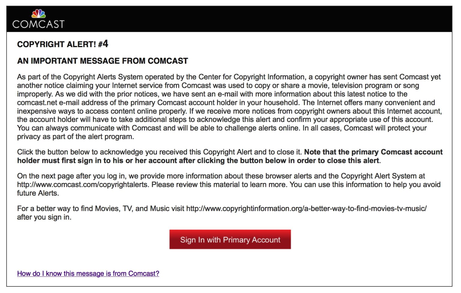 Here’s what an actual “six strikes” copyright alert looks like - Ars ...