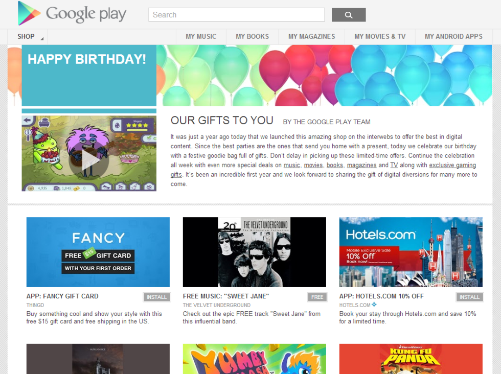 Google Play celebrates its first year with a few deals - Ars Technica