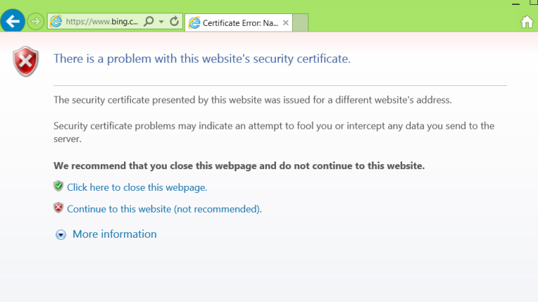 Bing blocked by browsers because of bad certificate - Ars Technica