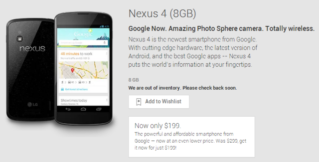 Updated: The Nexus 4 (8GB) is out of stock for good - Ars Technica