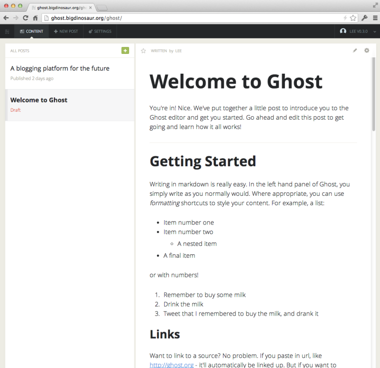 Fancy Node.js-based blogging app Ghost goes live to backers - Ars Technica