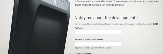 Google to sell Project Tango tablet dev kits for $1,024 | Ars Technica