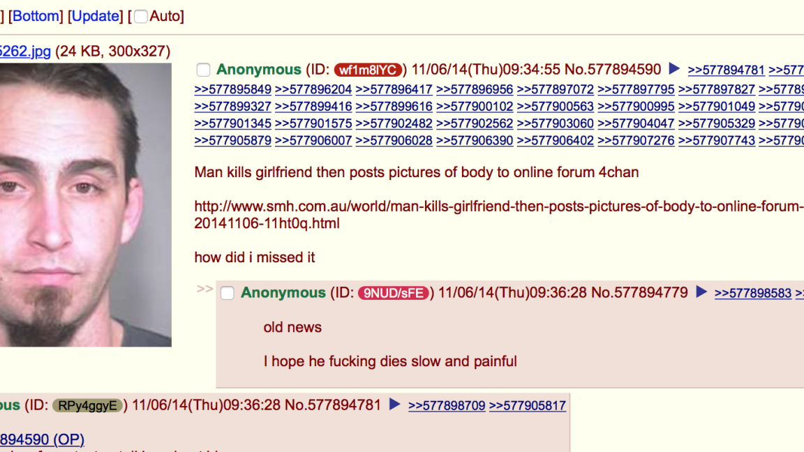 Police link 4chan murder photos to a crime scene, arrest a suspect ...
