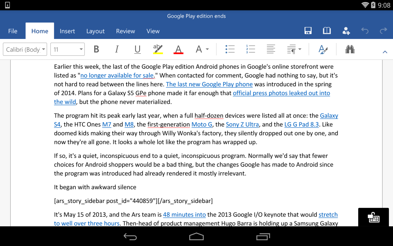 Office for Android tablets is here—just mind the system requirements - Ars Technica