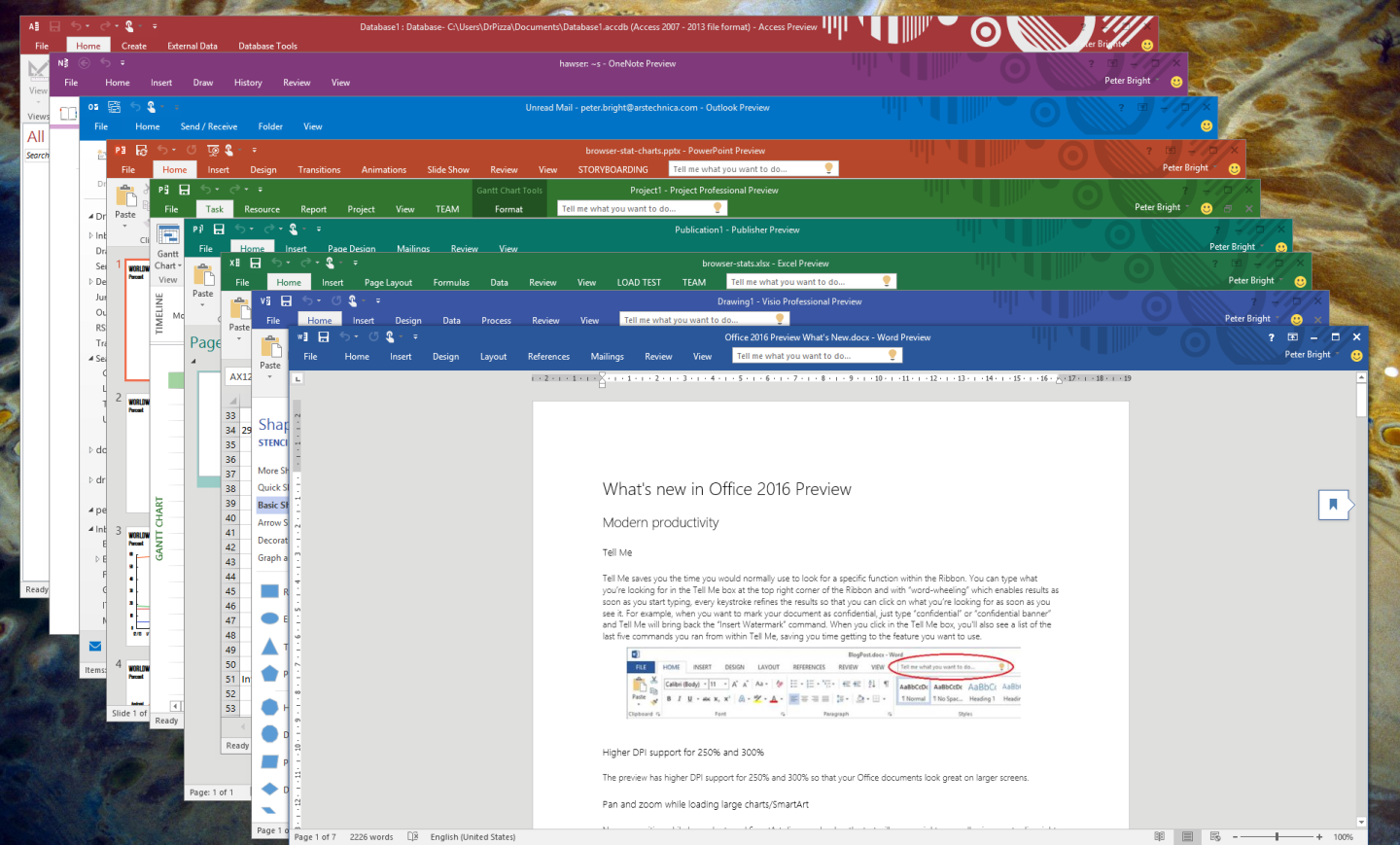 First look at the Office 2016 Preview for Windows - Ars Technica