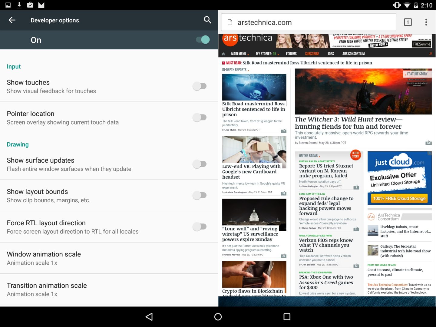 This is Android M’s “highly experimental” multi-window mode for tablets ...