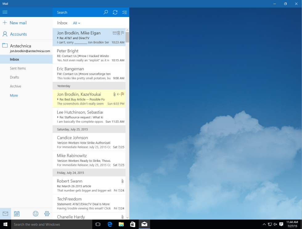 Windows 10 Mail: Beautiful but bug-ridden - Ars Technica