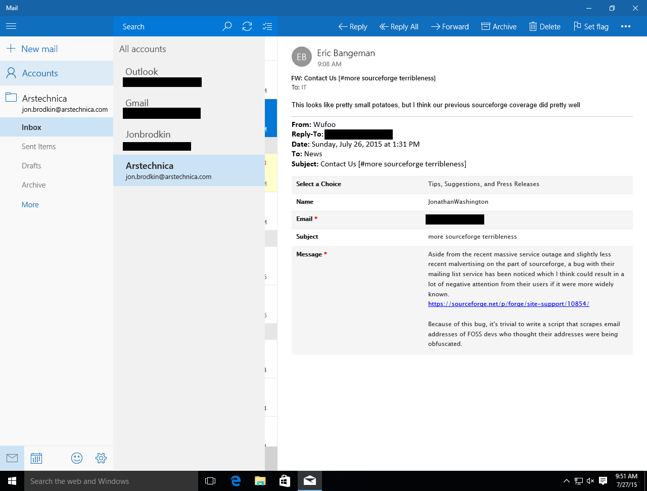 Windows 10 Mail: Beautiful but bug-ridden - Ars Technica