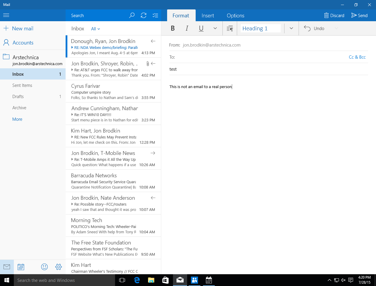 Windows 10 Mail: Beautiful but bug-ridden - Ars Technica