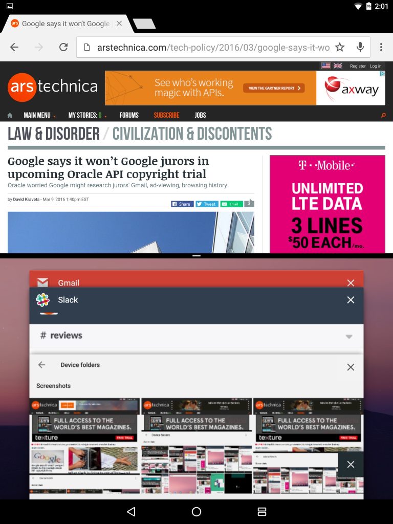 Android N’s multi-window multitasking mode is a very promising start - Ars Technica
