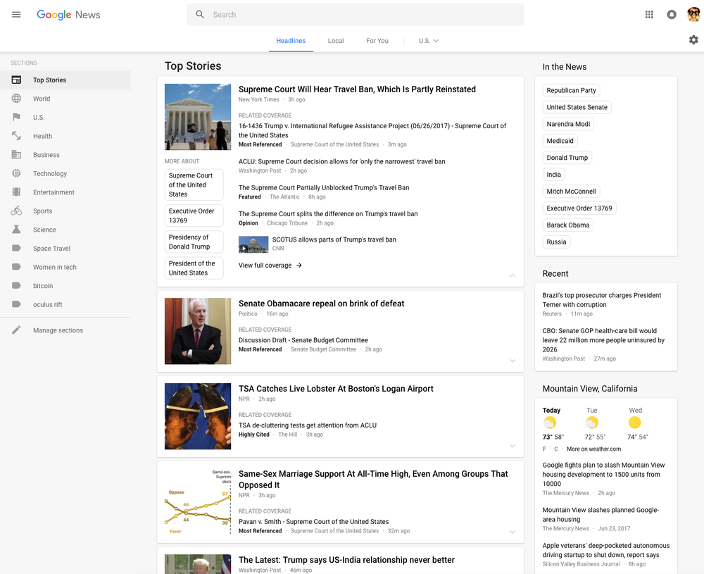 Google News website gets redesigned, now looks like something from this ...
