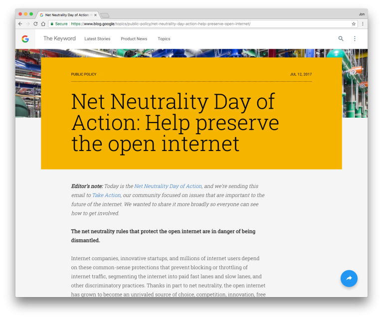 How Facebook, Google, Netflix, and others supported net neutrality ...
