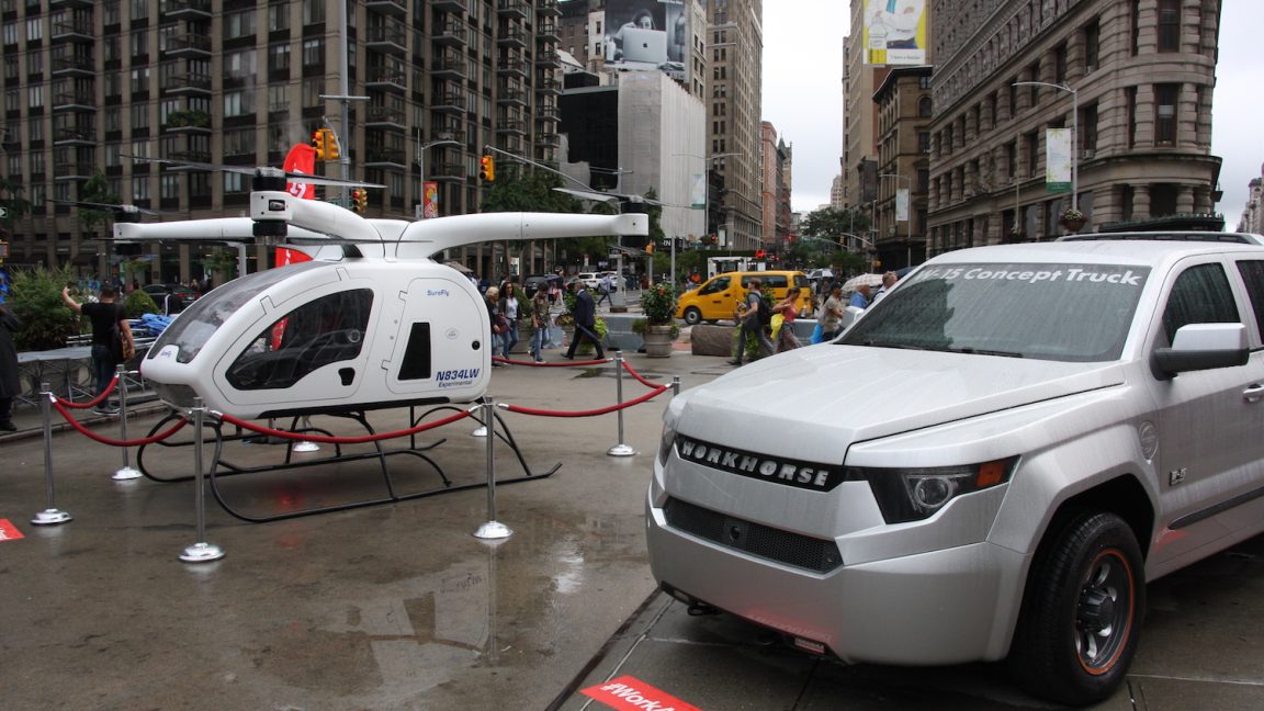 Workhorse brings an electric pickup truck, helicopter to Manhattan ...