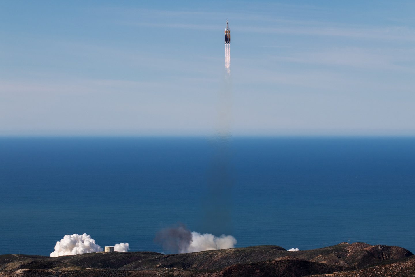 This massive rocket creates a fireball as it launches, and that’s by ...