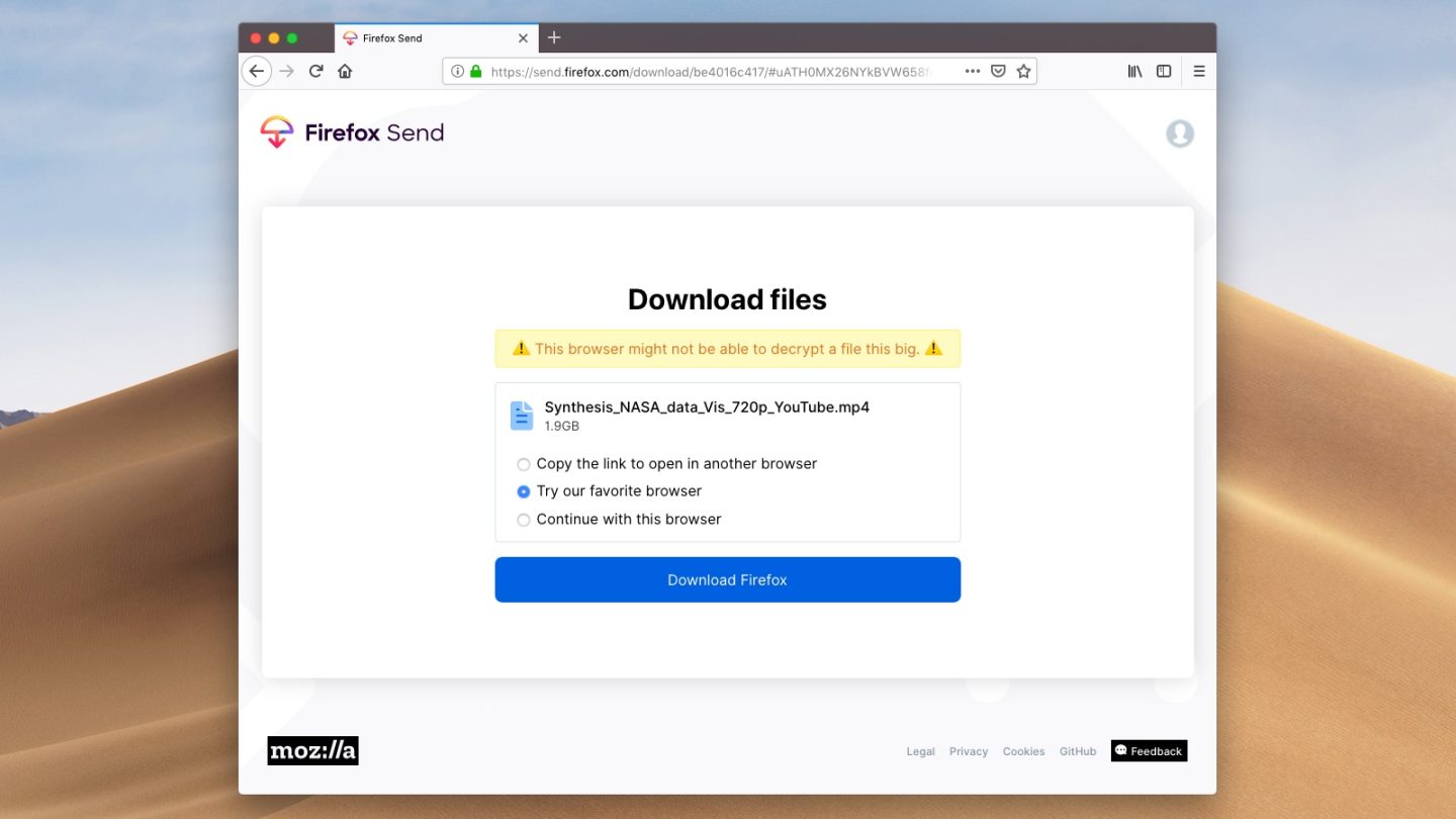 Firefox Send lets you send files up to 2.5GB with time and download ...