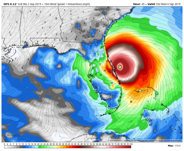Florida Wind Speed Map