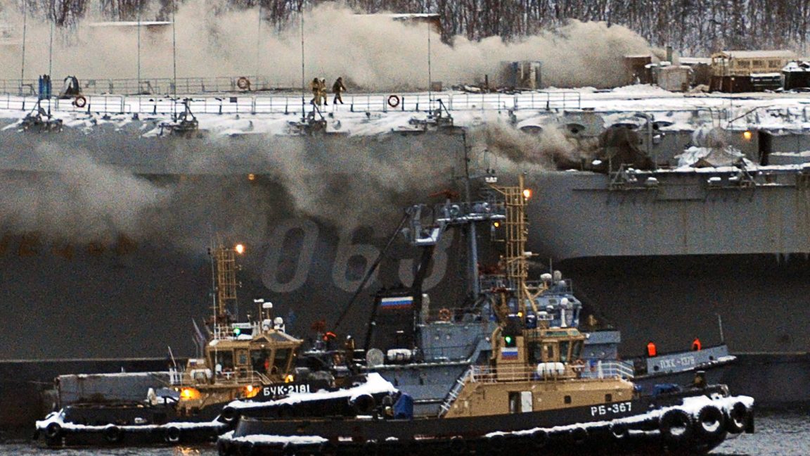 Russia’s only carrier, damaged in shipyard accident, now on fire - Ars ...