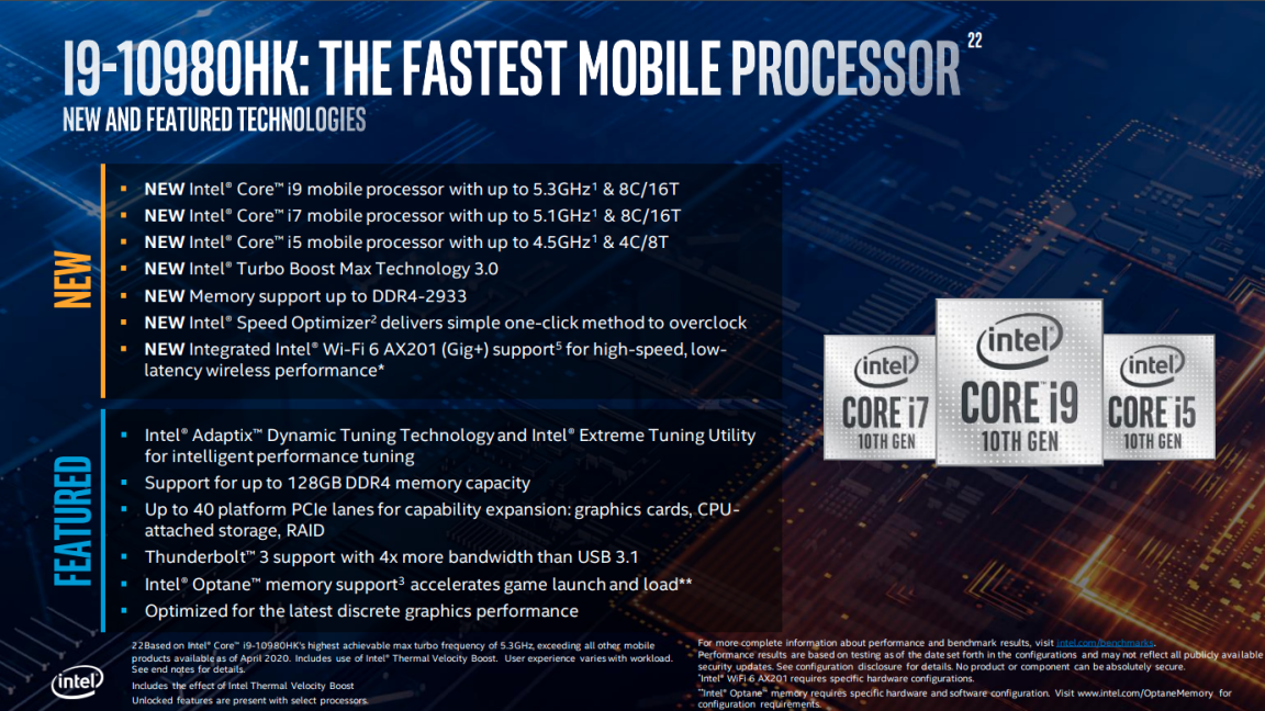 Intel’s 10th-generation H-series laptop CPUs break 5GHz - Ars Technica