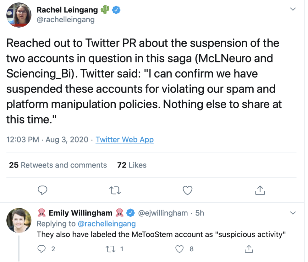 #MeTooSTEM founder admits to creating Twitter persona who “died” of ...