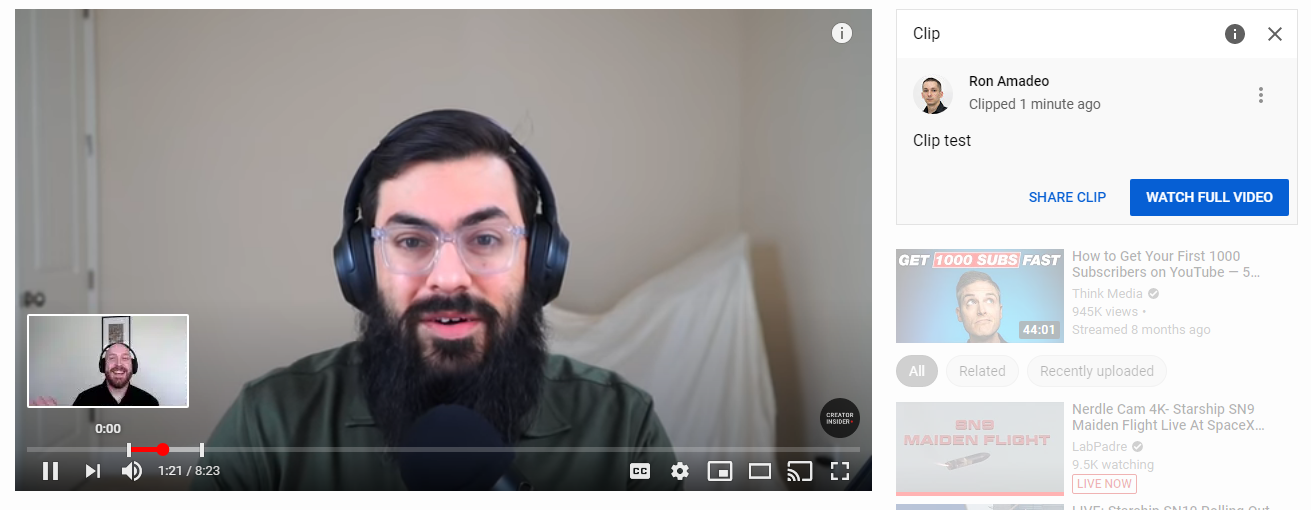 YouTube’s new “Clips” feature lets users share 60-second clips of ...