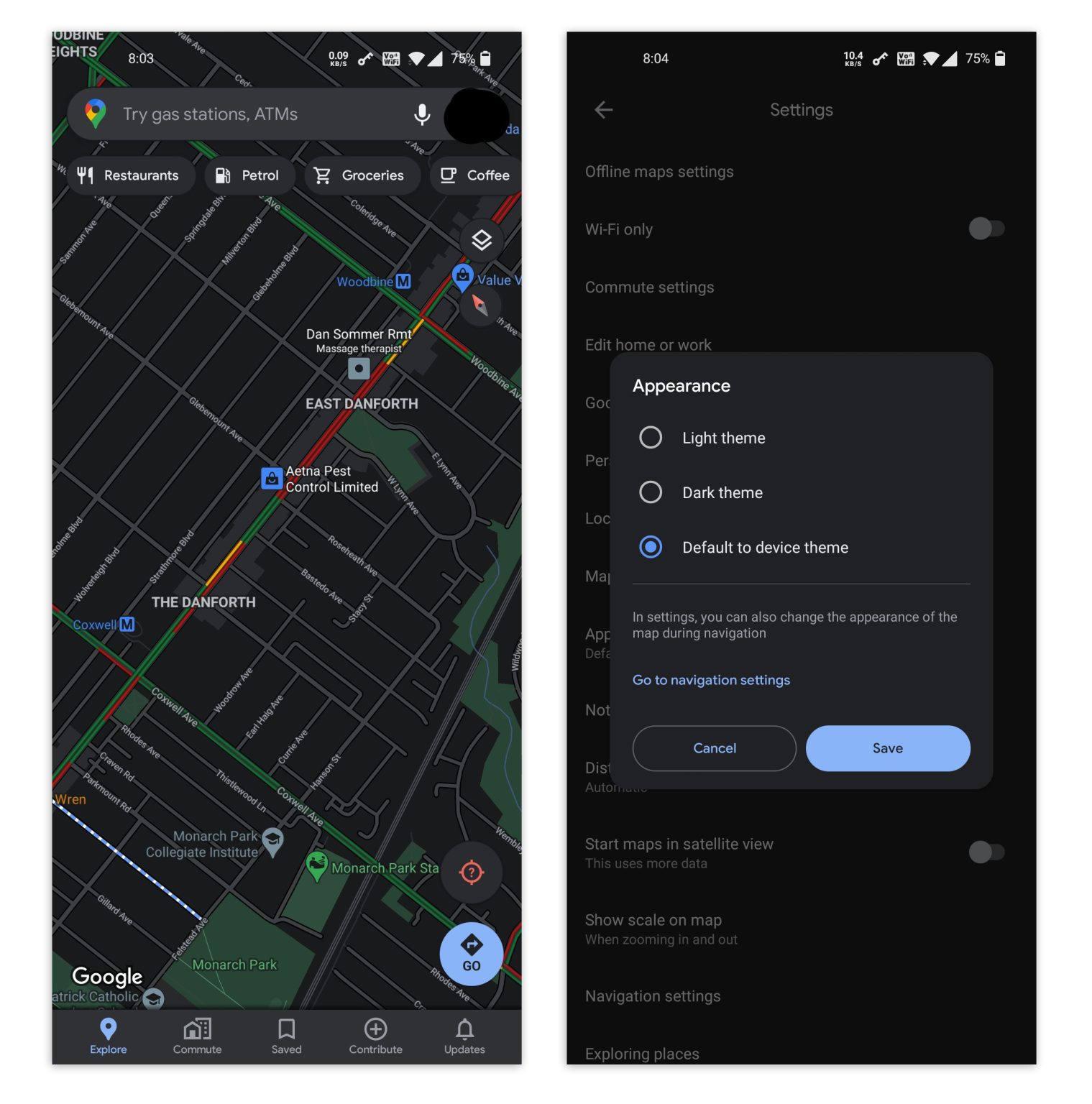 Google Maps for Android officially gets dark mode support - Ars Technica