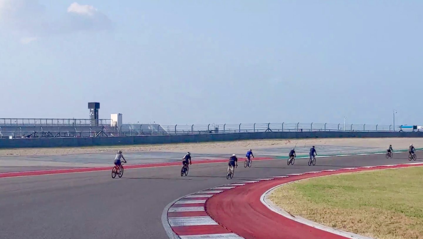 Circling—or cycling—the track at F1’s famous Circuit of the Americas ...