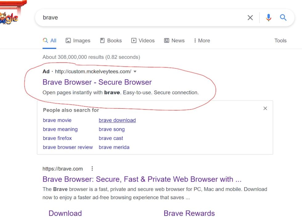With help from Google, impersonated Brave.com website pushes malware ...