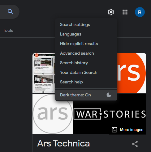 Google.com dark mode is rolling out to everyone - Ars Technica