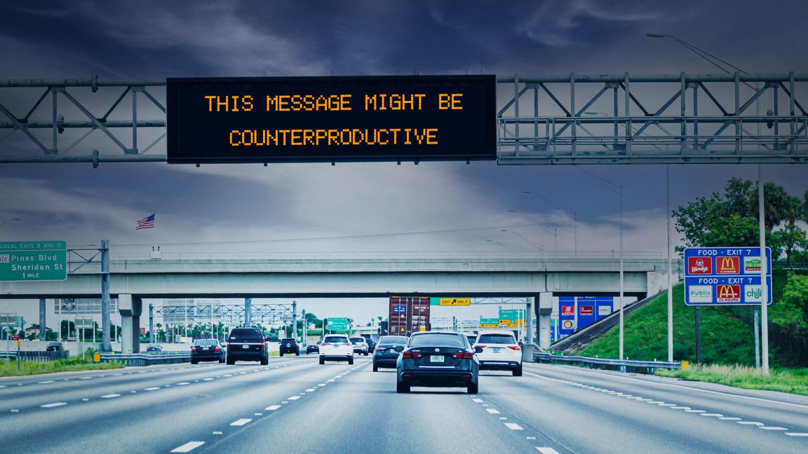 Highway warnings about traffic deaths may increase crashes, study finds ...