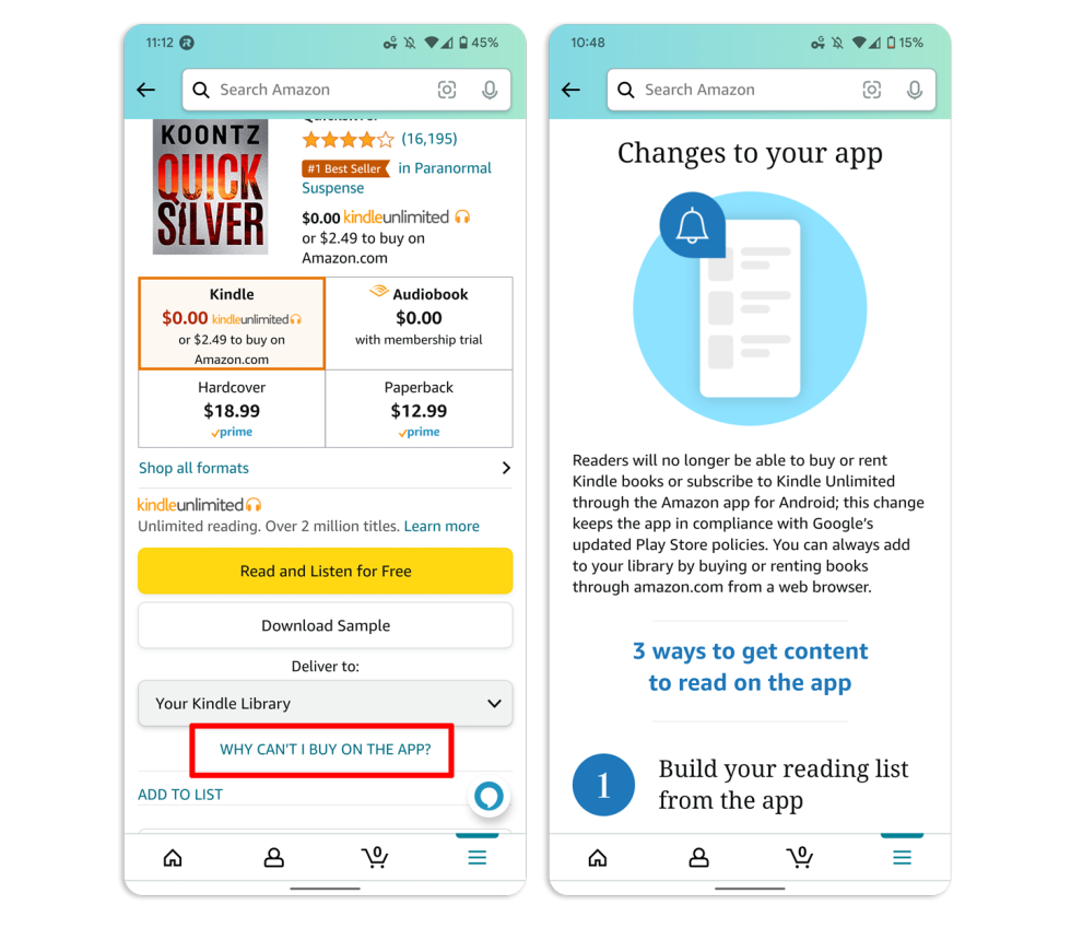 Amazon Kindle book purchases are the next Google Play billing casualty ...