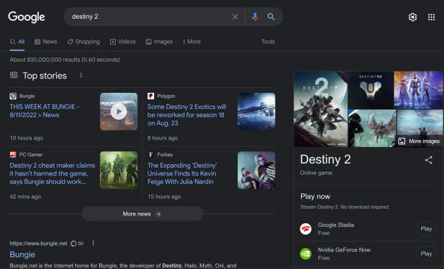 Google adds instant cloud-streaming button to web searches for games ...