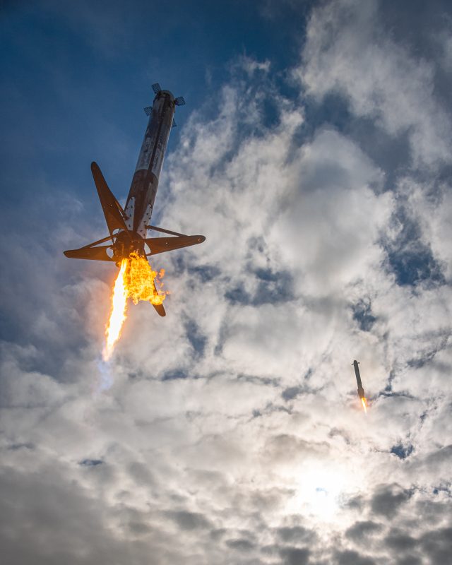 The close-up view of two Falcon rockets landing is as majestic as you ...