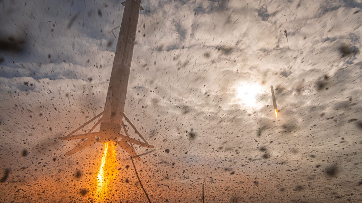 The close-up view of two Falcon rockets landing is as majestic as you ...