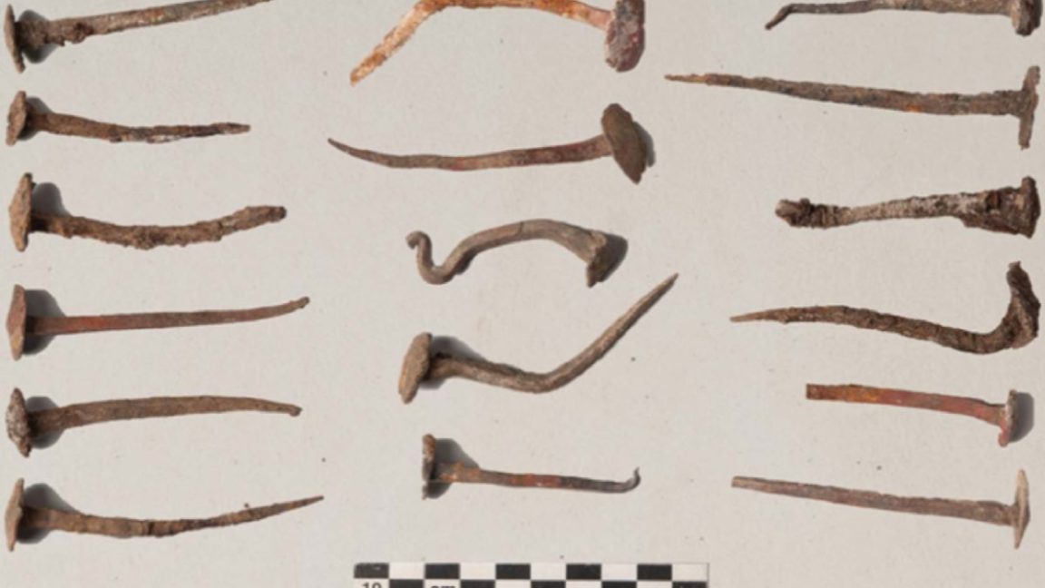 Bent nails at Roman burial site form “magical barrier” to keep dead ...