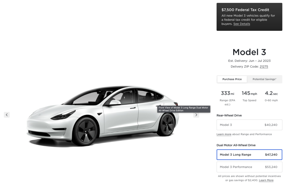 The Tesla Model 3 qualifies for the full $7,500 tax credit again - Ars ...