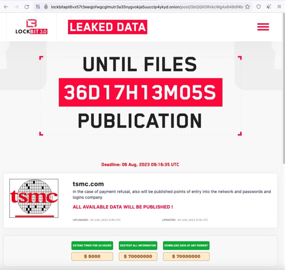 TSMC says some of its data was swept up in a hack on a hardware ...