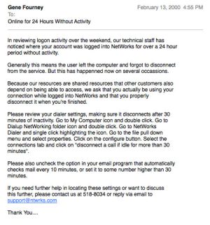 The ‘90s Internet: When 20 hours online triggered an email from my ISP ...