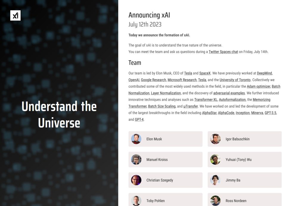 Musk announces new AI company that seeks to “understand the universe ...