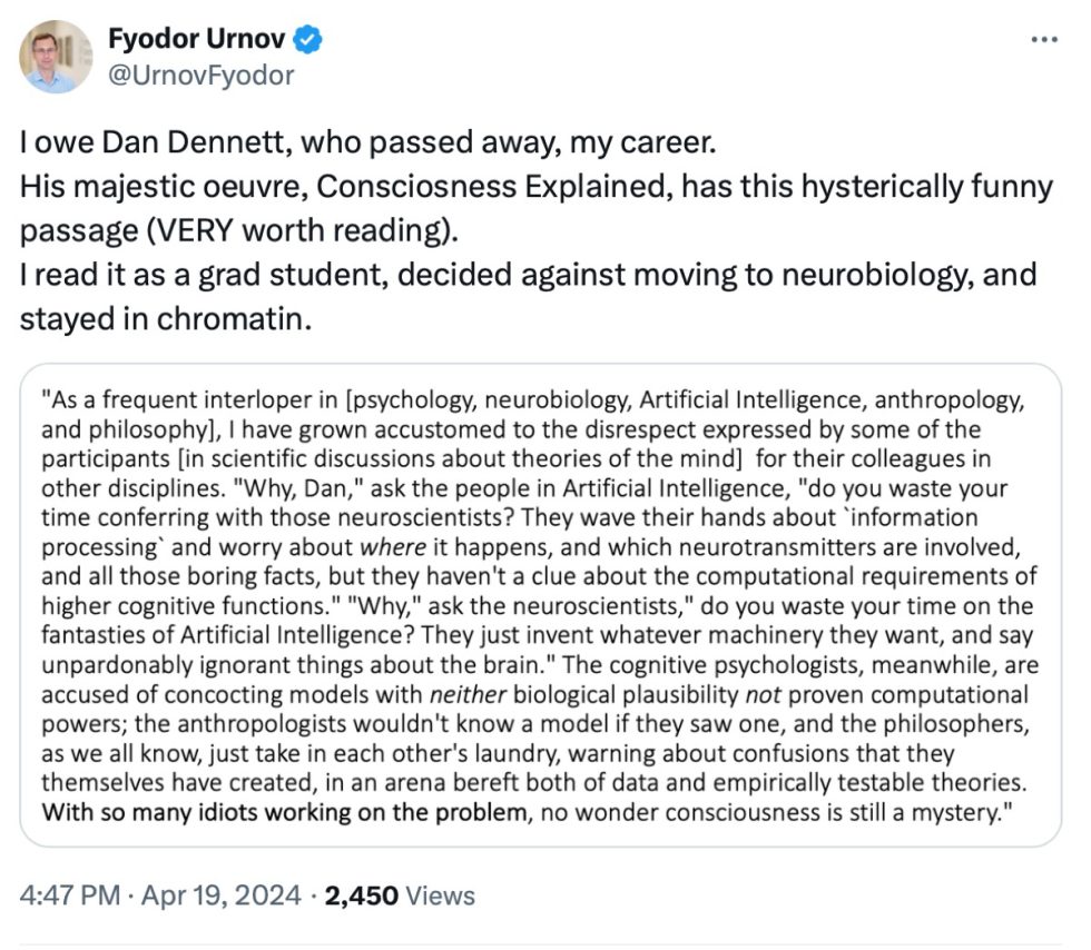 Daniel Dennett, philosophical giant who championed “naturalism,” dead ...