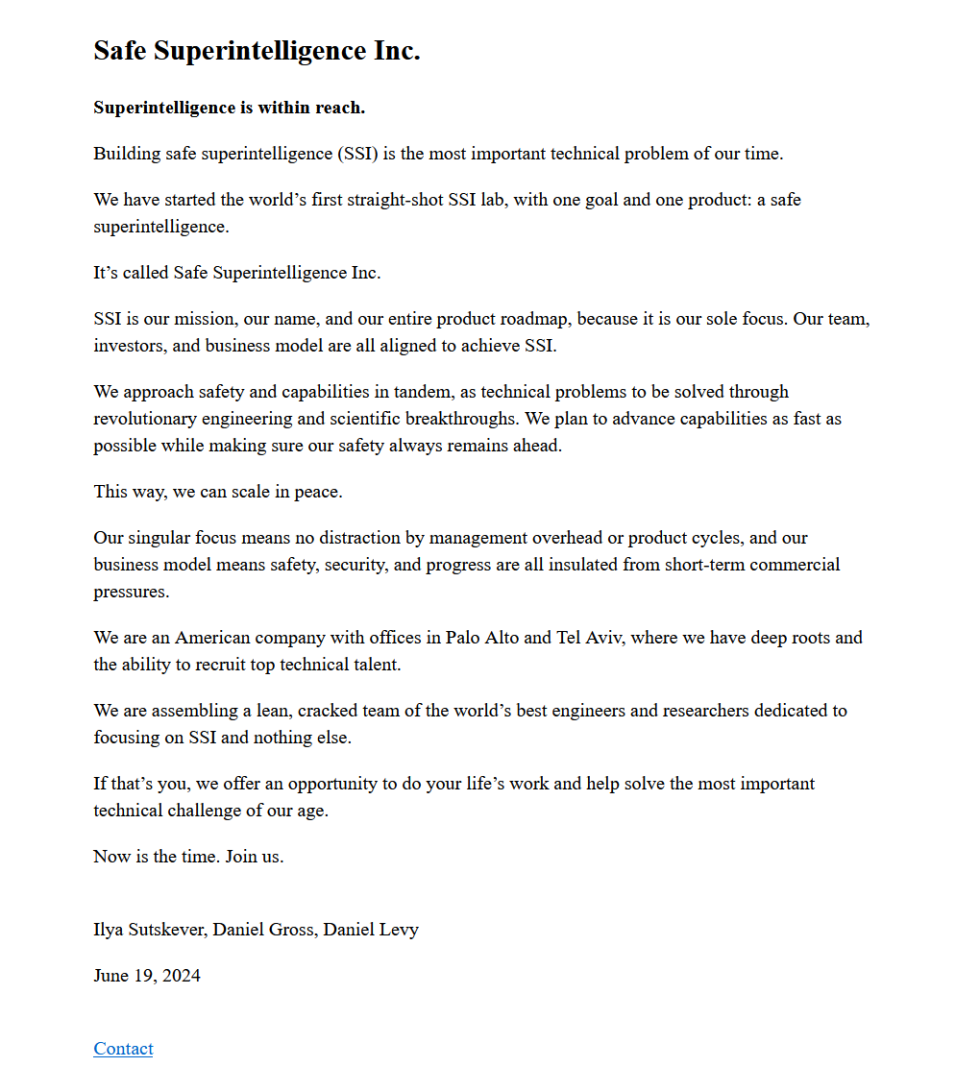 Ex-OpenAI star Sutskever shoots for superintelligent AI with new ...