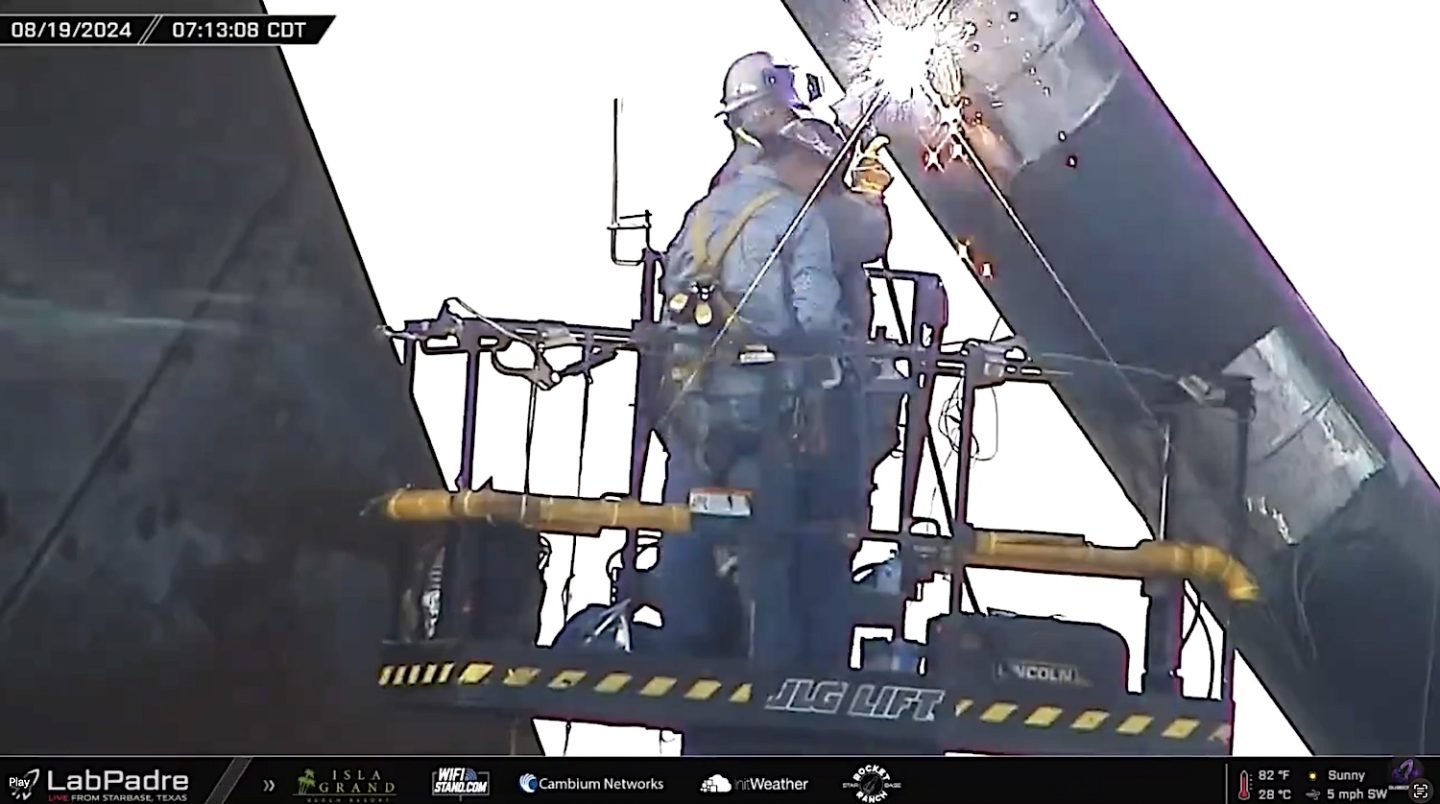 Sparks are flying day and night as SpaceX preps Starship pad to catch a ...