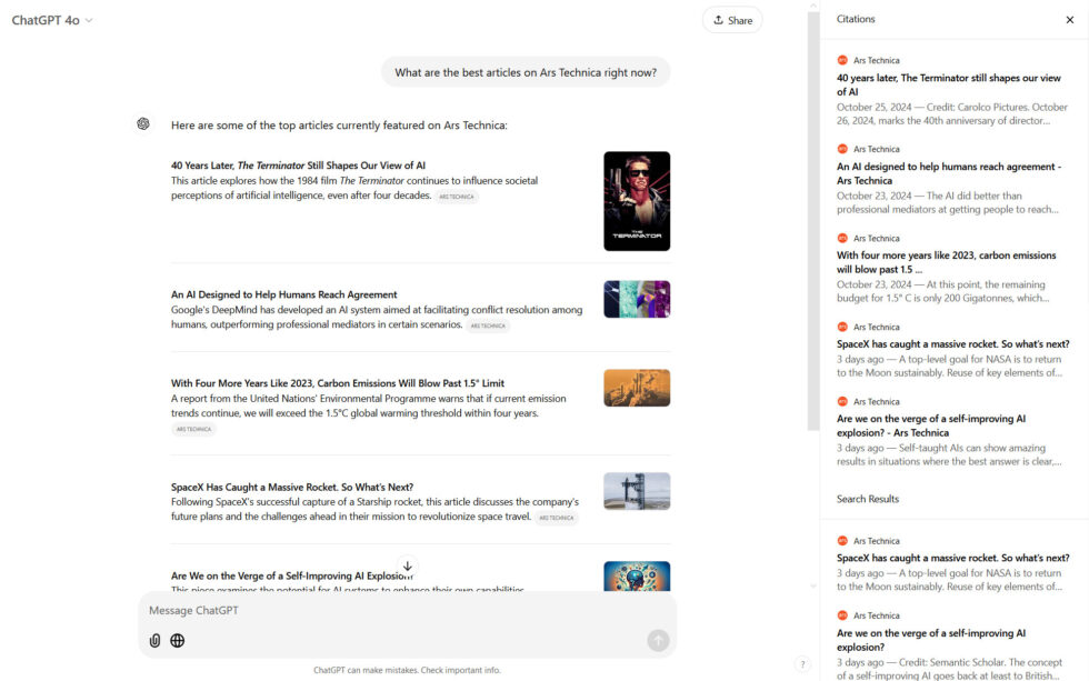 OpenAI launches ChatGPT with Search, taking Google head-on - Ars Technica