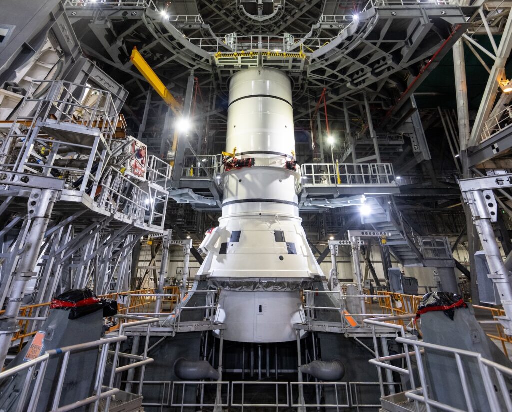 NASA is stacking the Artemis II rocket, implying a simple heat shield ...