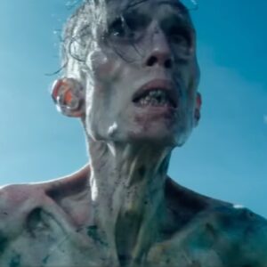 emaciated human figure aka a zombie