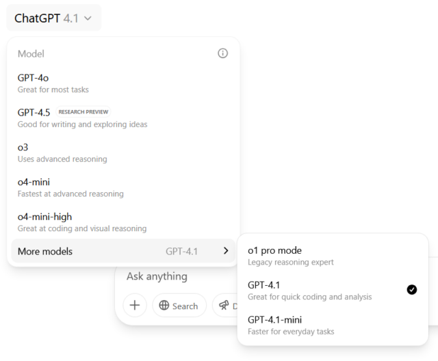 OpenAI adds GPT-4.1 to ChatGPT amid complaints over confusing model lineup - Ars Technica