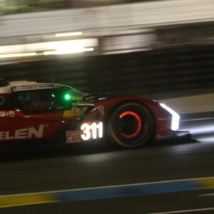 Cadillac Whelen (311) Jack Aitken (GBR), Felipe Drugovich (BRA), and Frederik Vesti (DEN) participate in the 24h of Le Mans at 24h Le Mans Circuit in Le Mans, France, on June 11, 2025.