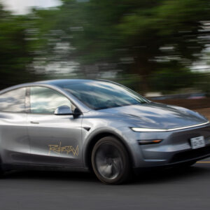 A vehicle Tesla is using for robotaxi testing purposes on Oltorf Street in Austin, Texas, US, on Sunday, June 22, 2025.
