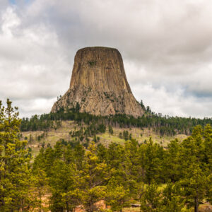 Devils' Tower standing tall at Devil's Tower National Monument, Wyoming.